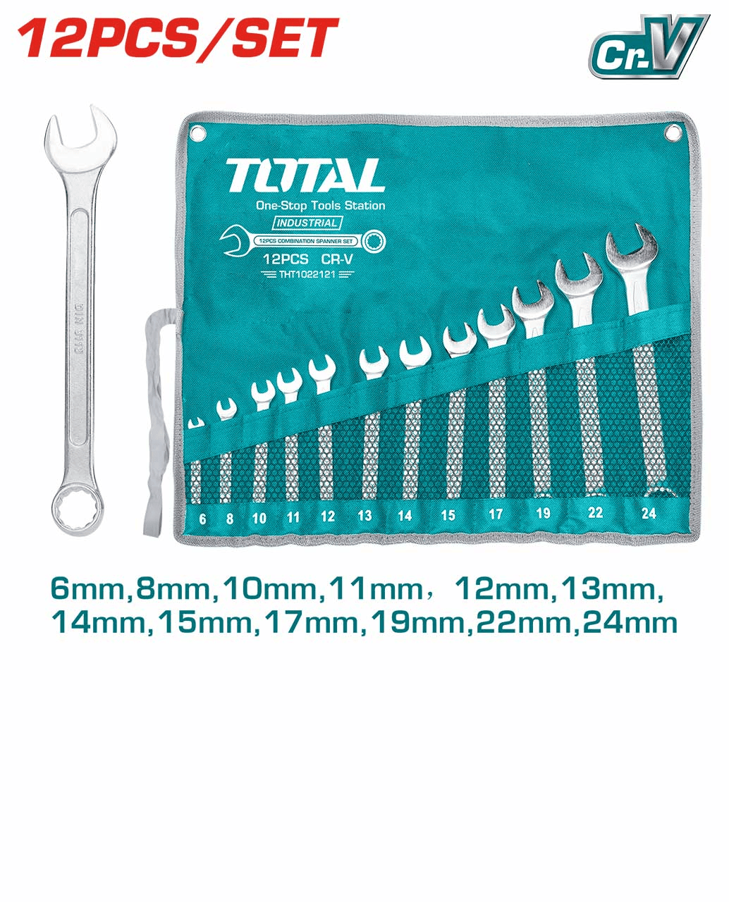 TOTAL 12PC COMBINATION SPANNER SET